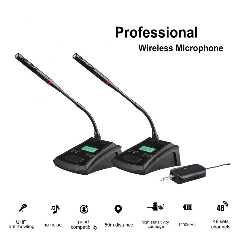 X-H02 Wireless Microphone UHF Dual Channels Conference System ...